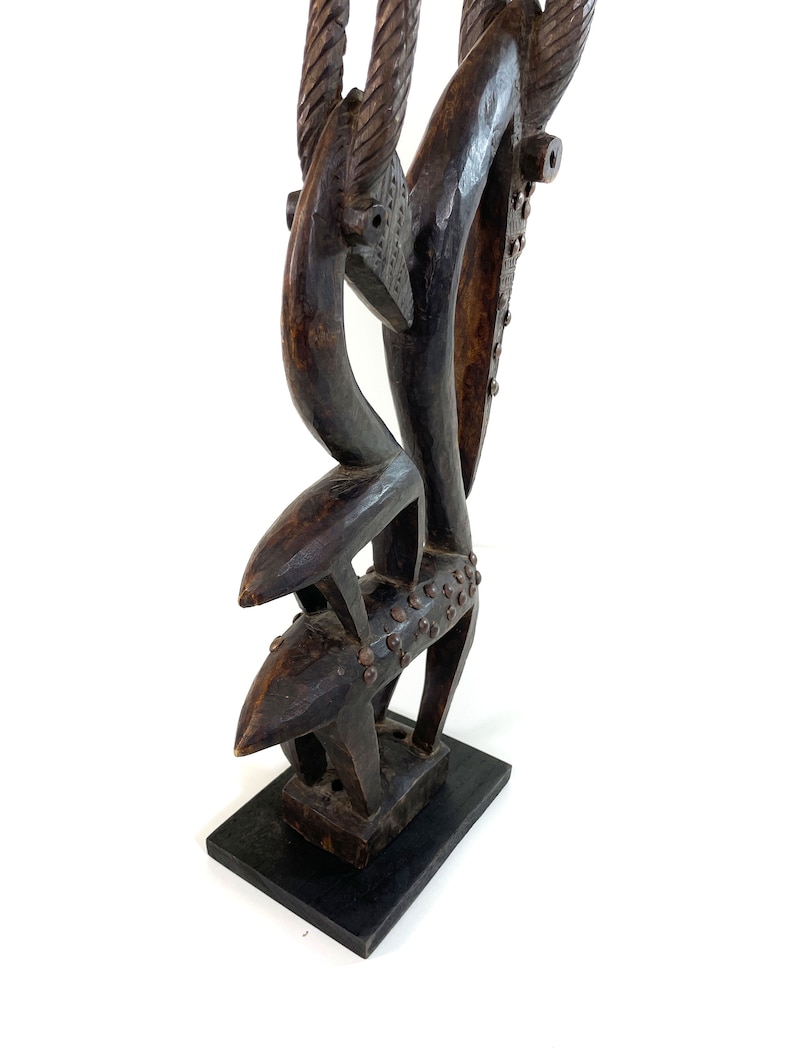 Vintage Chi Wara Statue - African Female Wooden Figure With Child ...