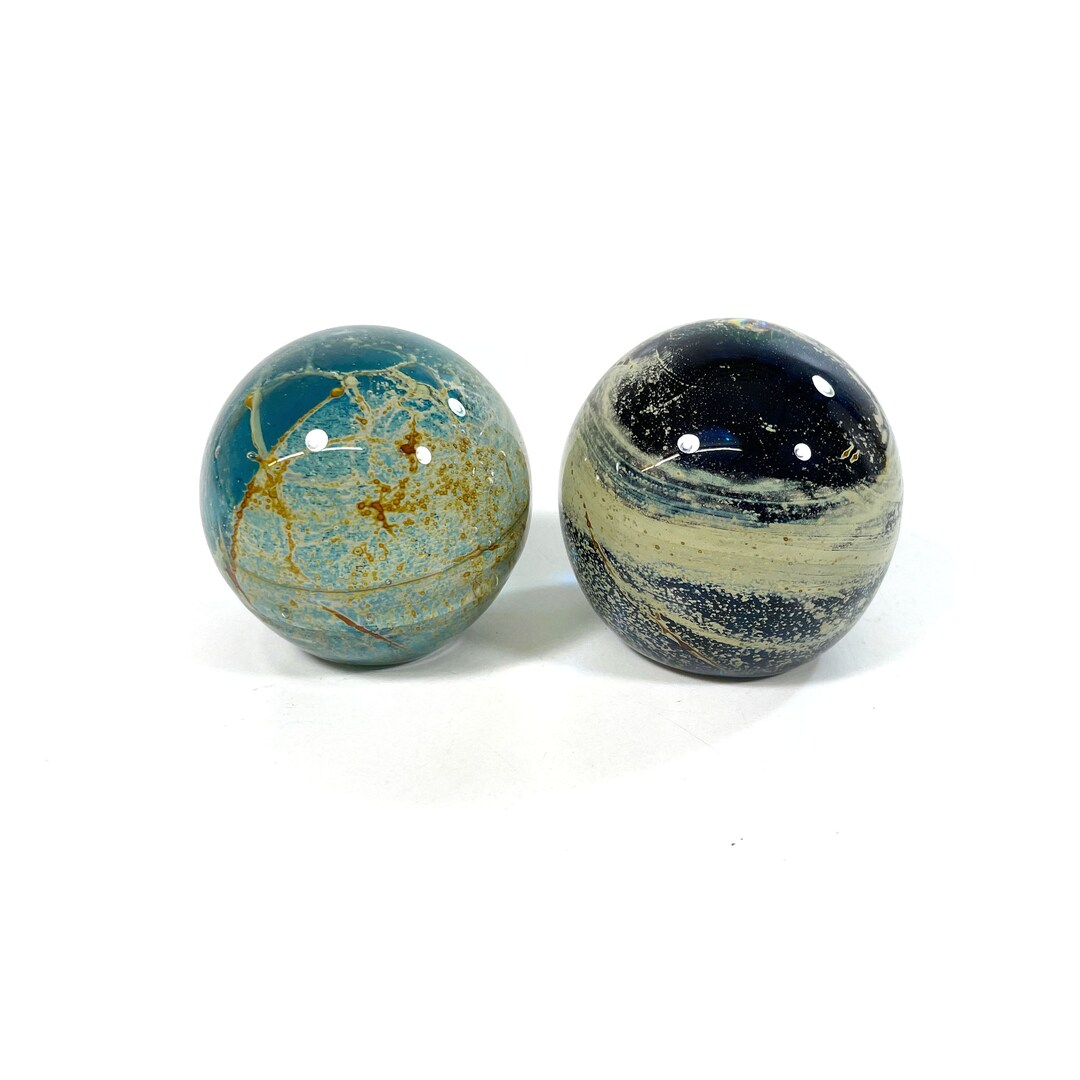 Vintage Paperweights Made of Medina Glass - Set of 2 - Ocean - Planets ...