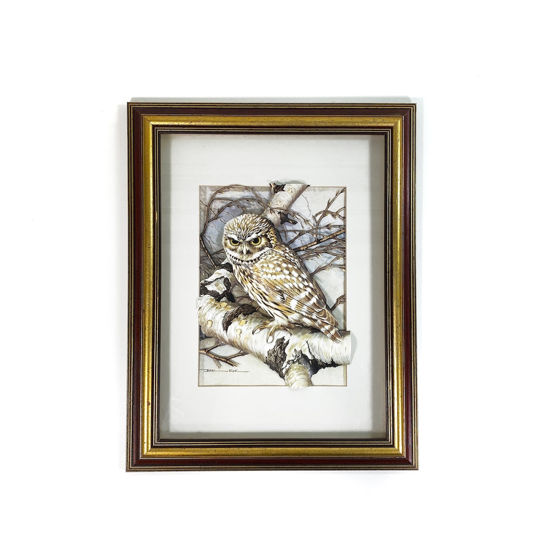 Rare Basil Ede Picture - Three Dimensional Decoupage - Owl - Snowy Owl ...