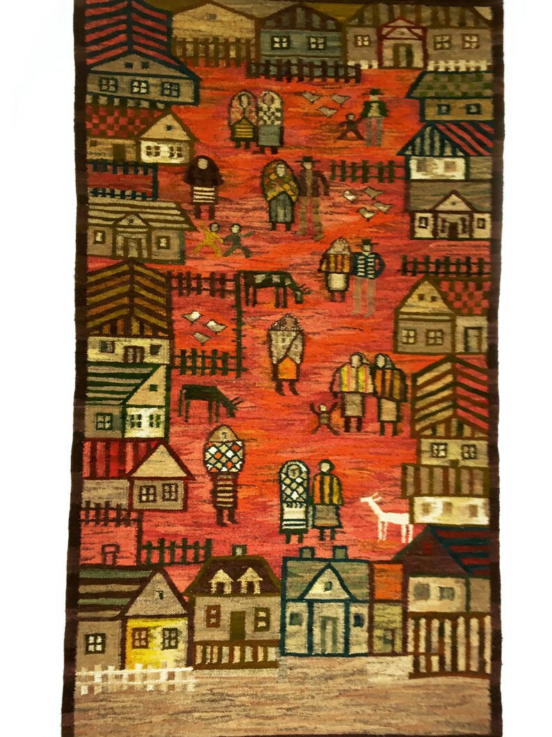 Vintage Rare Handwoven Polish Kilim Rug by Piotr Grabowski for - Etsy ...