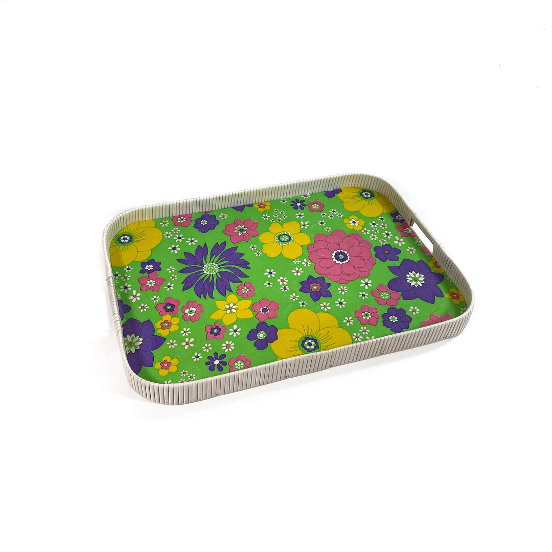 Vintage Tray With Floral Motifs - Pressboard - Pop Art - Serving Plate ...
