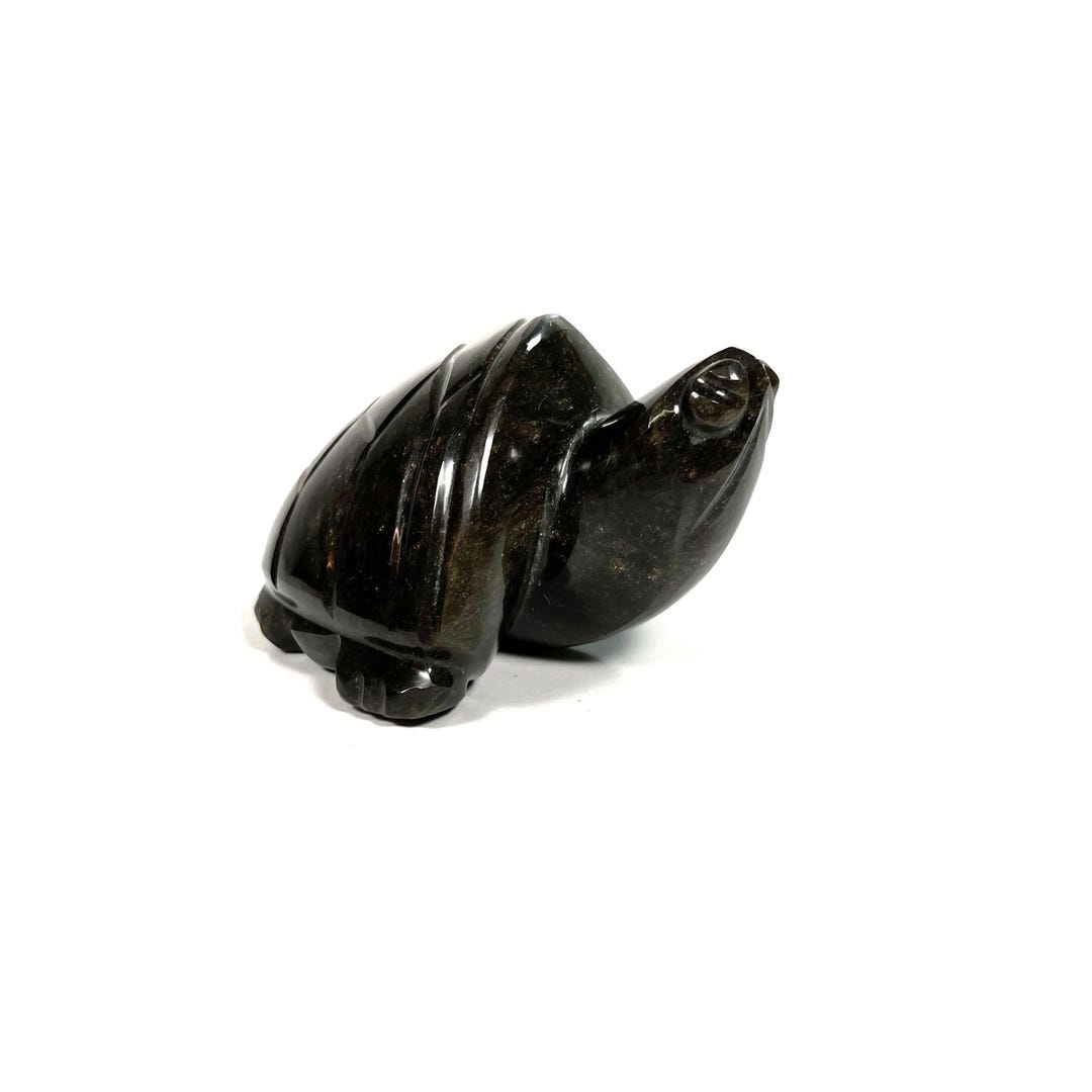 Mid Century Gold Obsidian Aztec Maya Figure, Turtle - Obsidian - 6 Cm ...