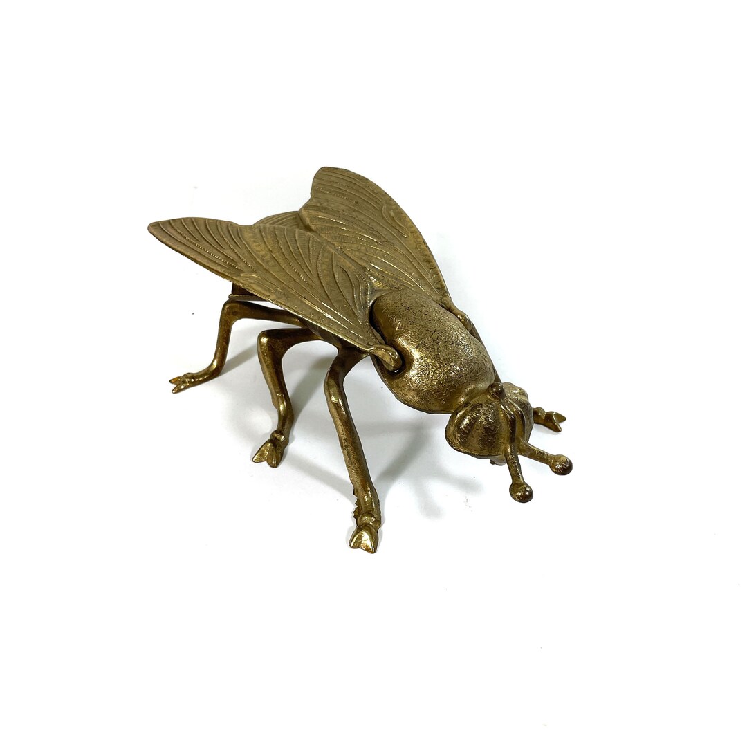 Vintage Gold Tone Brass Insect Fly Ashtray Jewelry Storage Steampunk ...