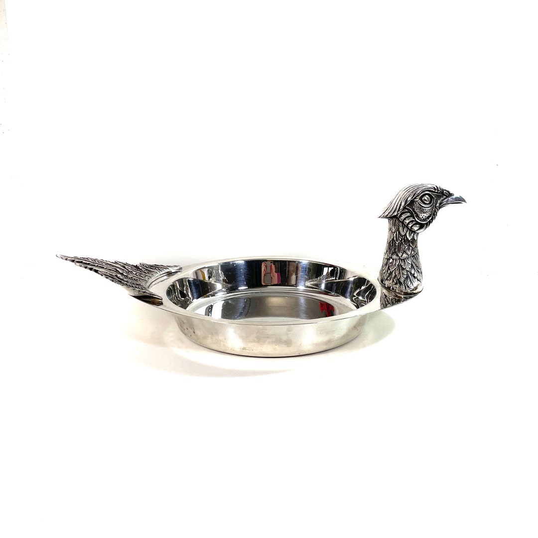 Vintage Silver-plated Serving Bowl as a Pheasant - Fruit Bowl ...