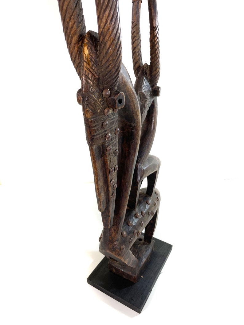 Vintage Chi Wara Statue - African Female Wooden Figure With Child ...