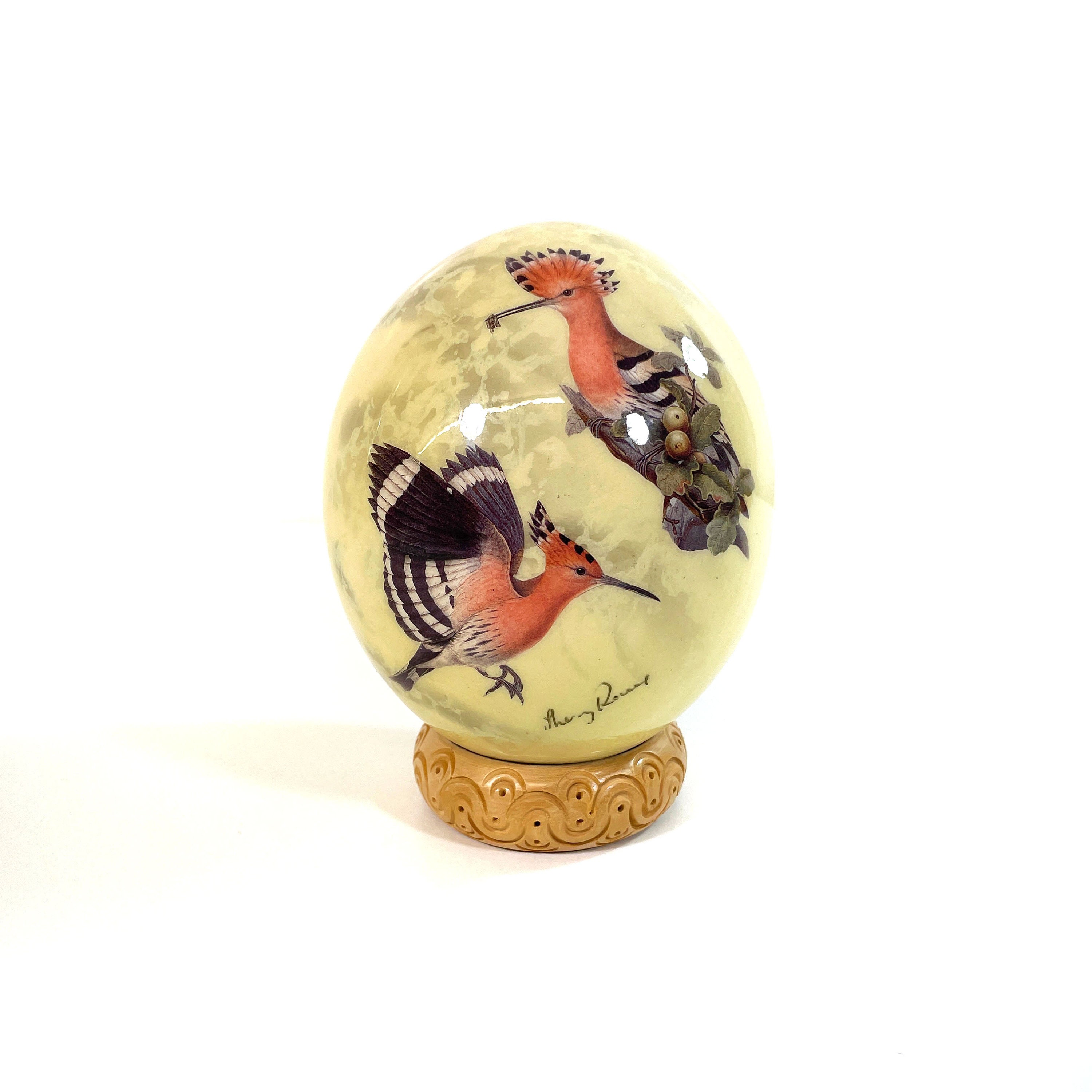 Vintage Printed Ostrich Egg Sherry Rowe Hoopoe Birds - Etsy