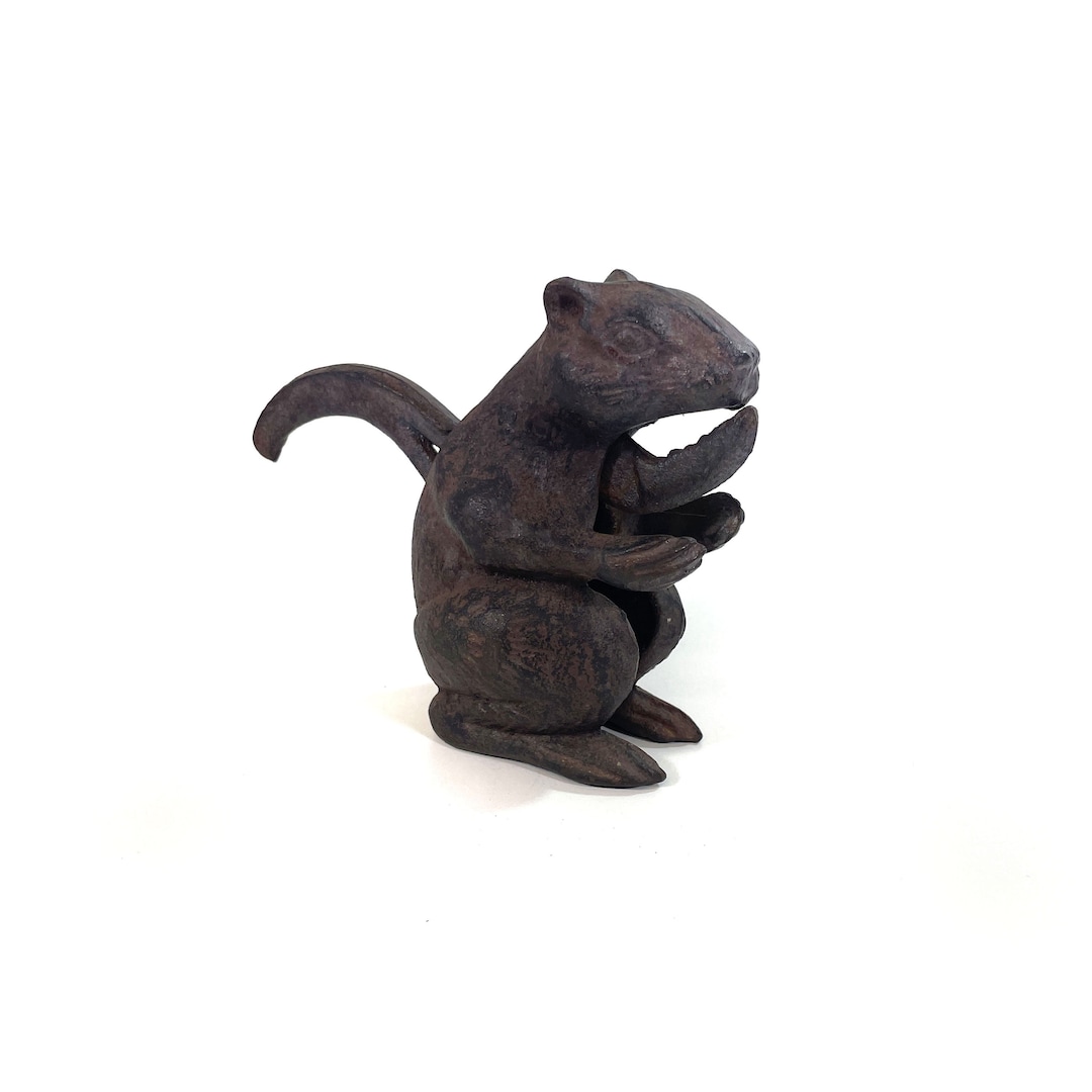 Vintage Cast Iron Squirrel Nutcracker Rodent Tree Fox Animal Figure ...