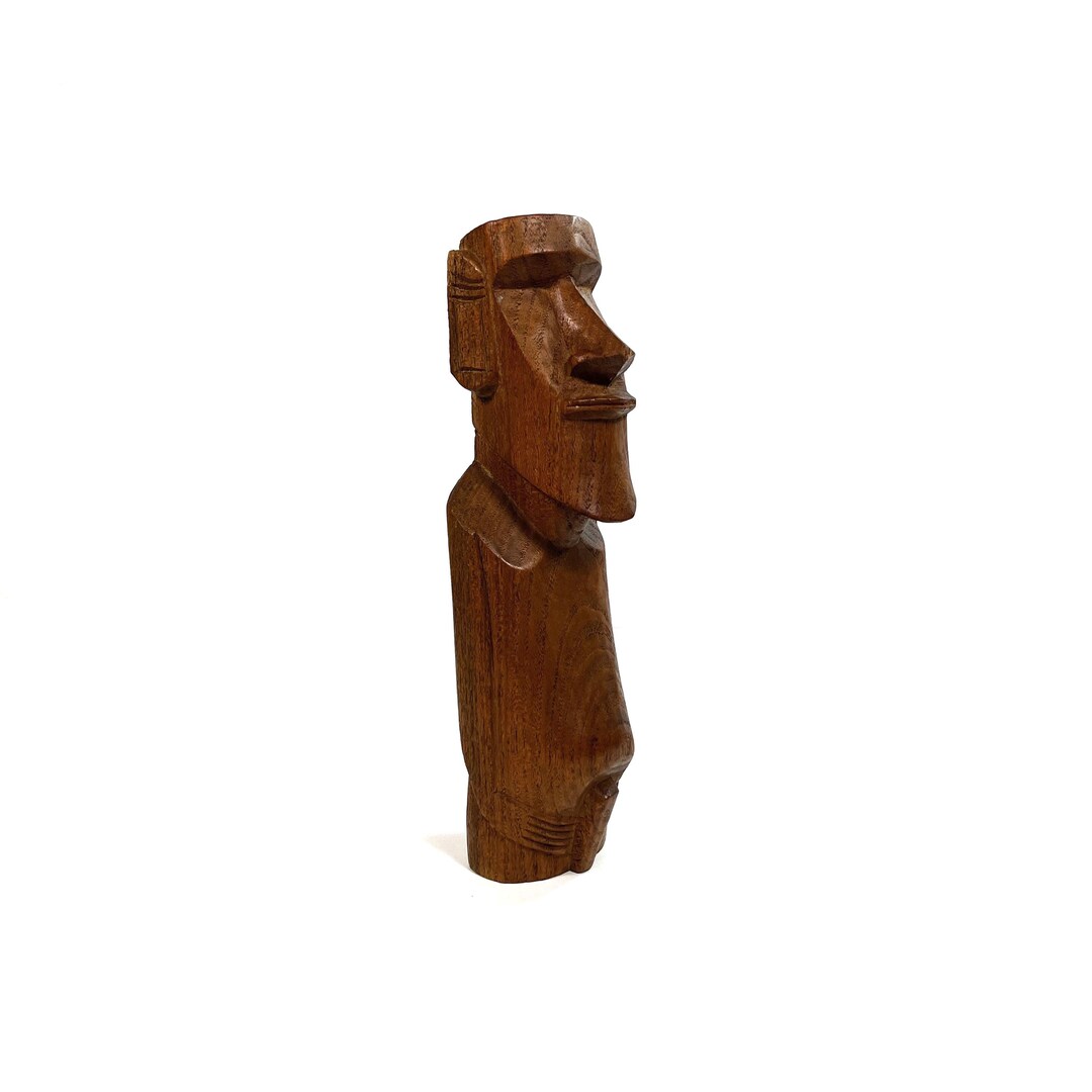 Vintage Moai Rapa Nui Wooden Figure - Mahogany Colors - Easter Island ...