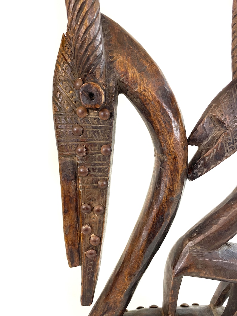 Vintage Chi Wara Statue - African Female Wooden Figure With Child ...