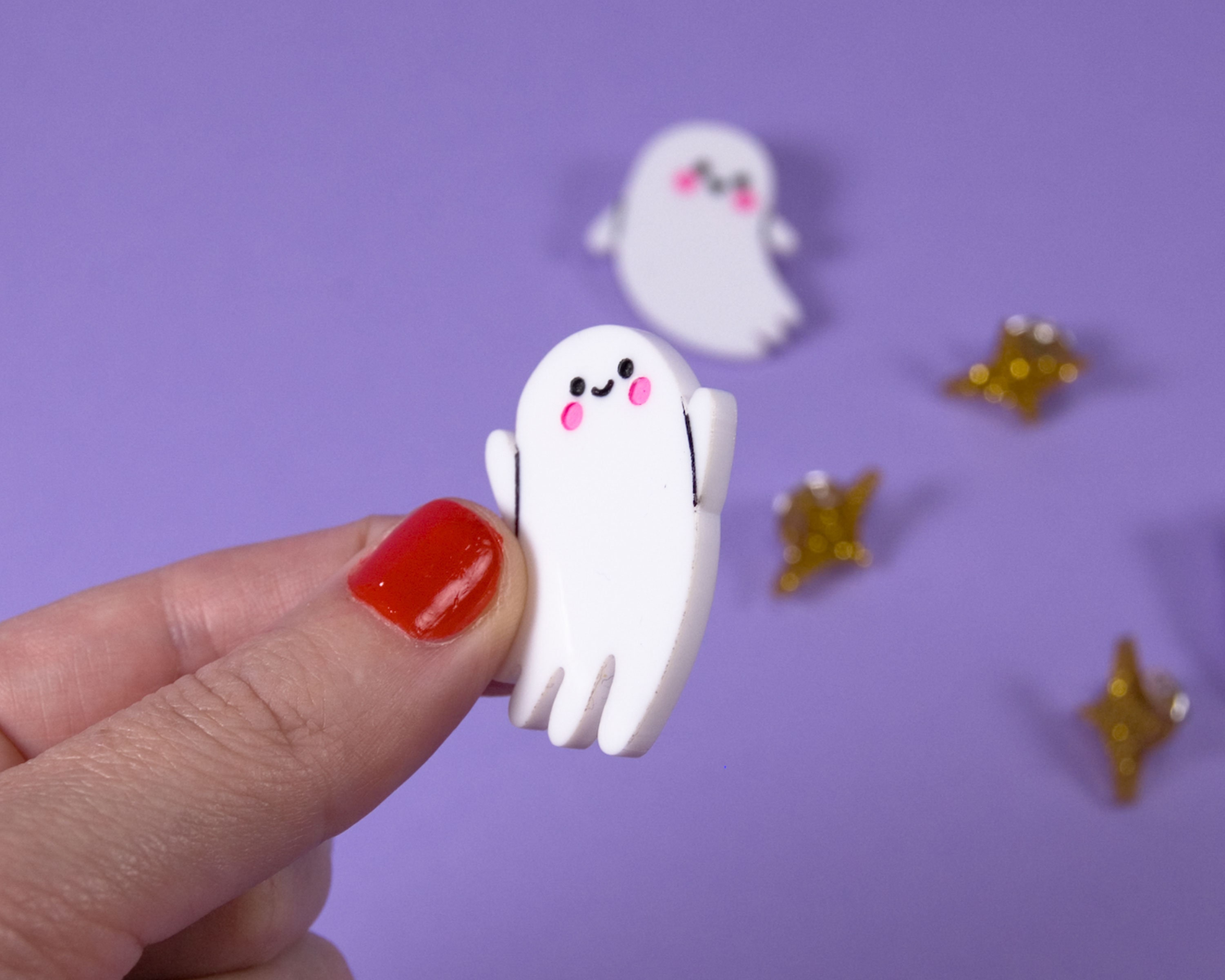 Cute Ghost Pin, Kawaii Halloween Acrylic Jewellery - Etsy