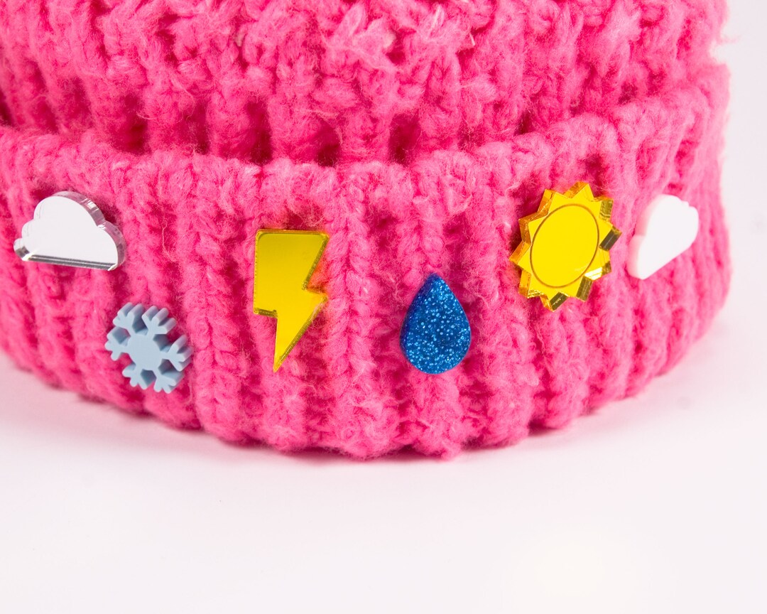 Weather Pin Set, Acrylic Cloud, Sun, Lightning, Rain, Snow, Pin Badge ...