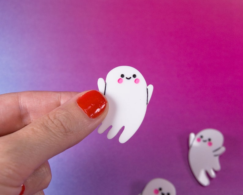 Cute Ghost Pin, Kawaii Halloween Acrylic Jewellery - Etsy