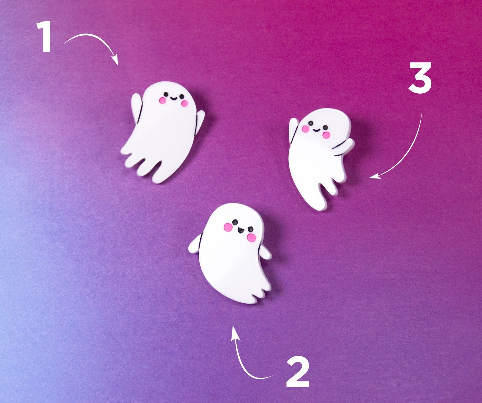 Cute Ghost Pin, Kawaii Halloween Acrylic Jewellery - Etsy