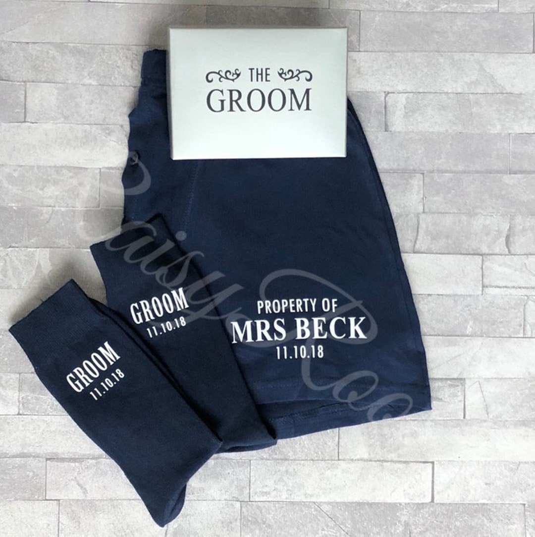 Groom Boxer Shorts and Sock Set, Personalised Boxers, Personalised ...