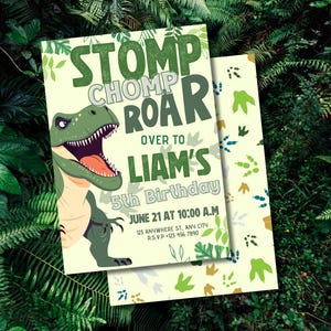 Dino Birthday Invitation, T Rex Birthday Invite, Dinosaur Theme, Roar ...