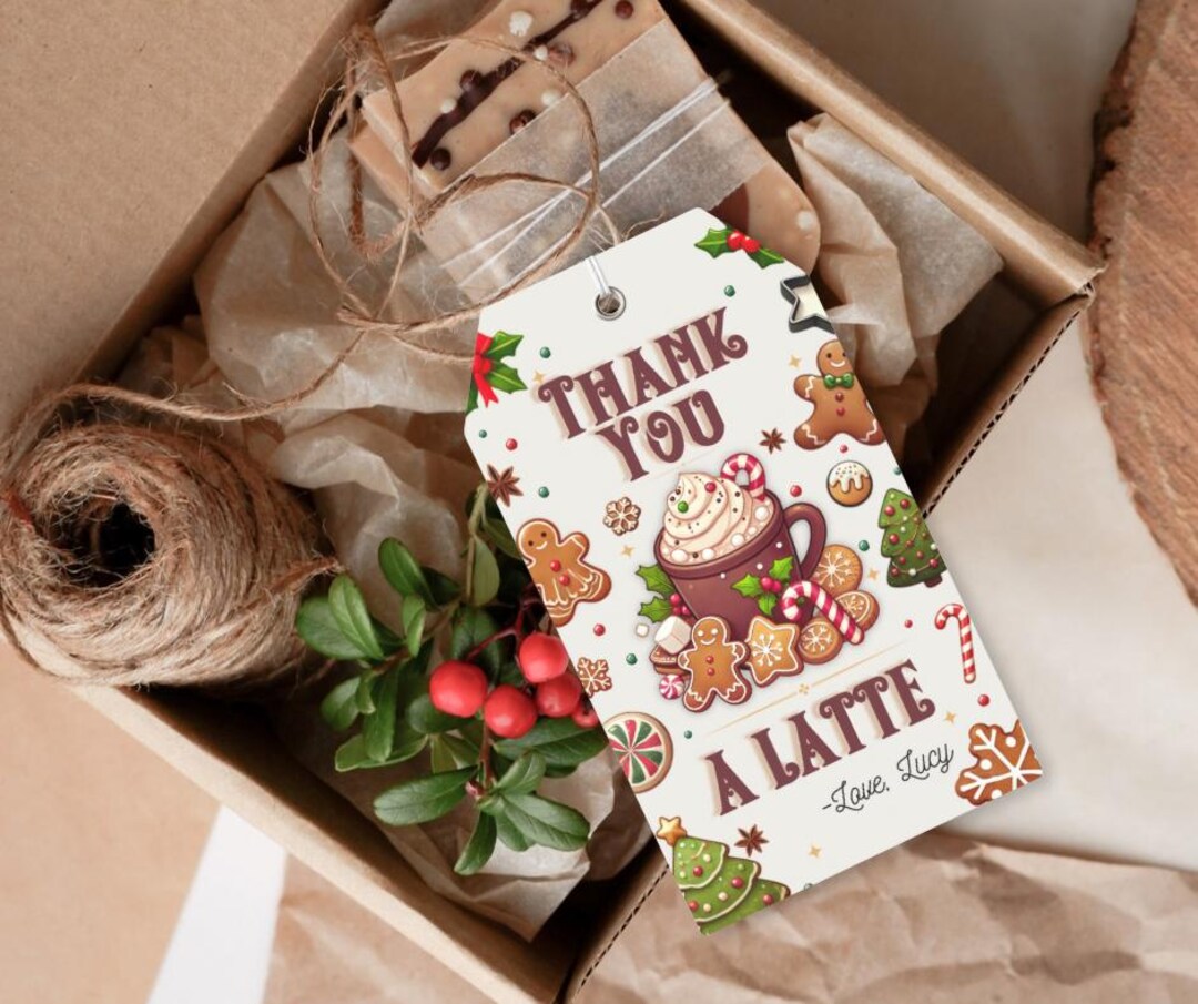 Thank You a Latte Holiday Gift Tags Festive Christmas Gift Tags for DIY ...
