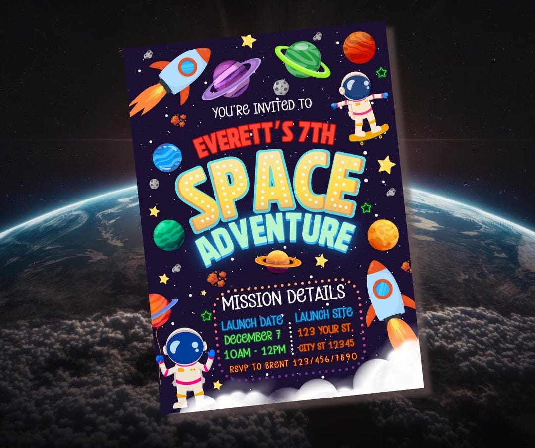 Space Birthday Invite, Outer Space Astronaut Adventure, Popular ...