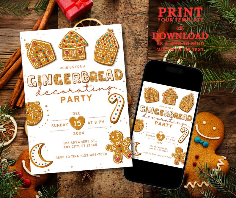 Gingerbread Decorating Party Invitation, Gingerbread House Cookie ...