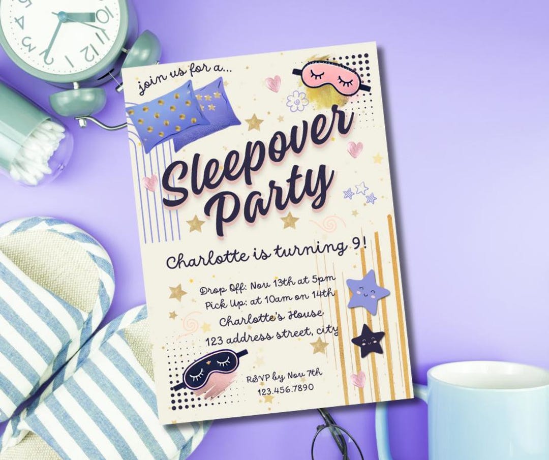 Girls Sleepover Birthday Invite, Trendy Invite, Teen, Tween, Girls ...