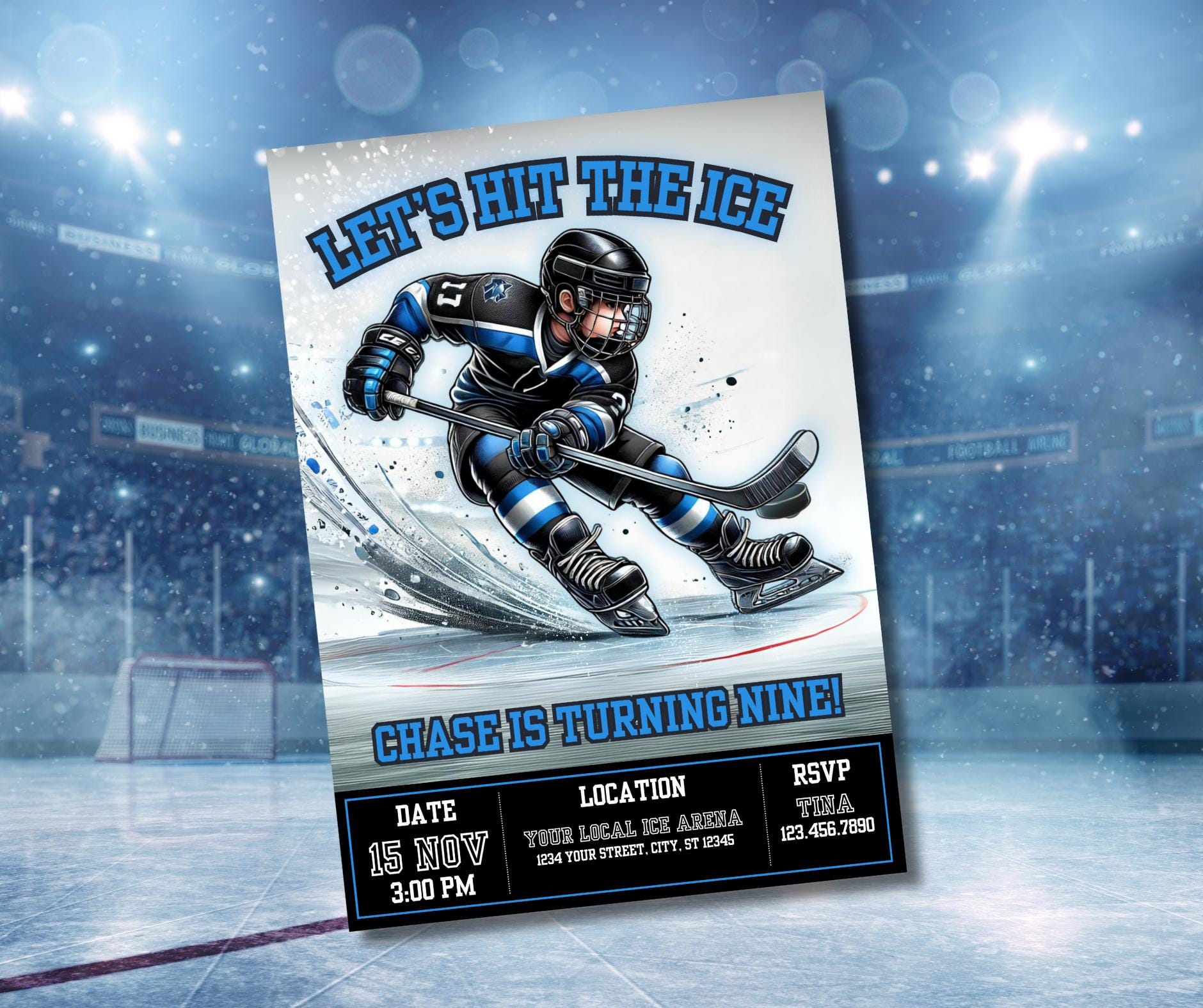 Hockey Birthday Invitation, Sports Birthday Theme, Boys Popular ...