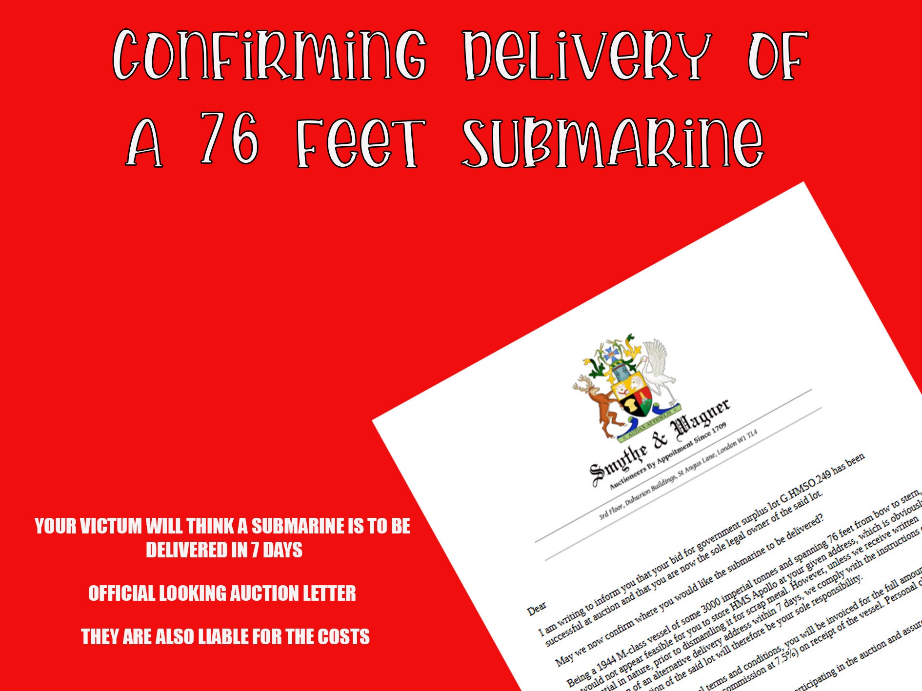 Revenge Prank Letter Won a Submarine - Etsy UK