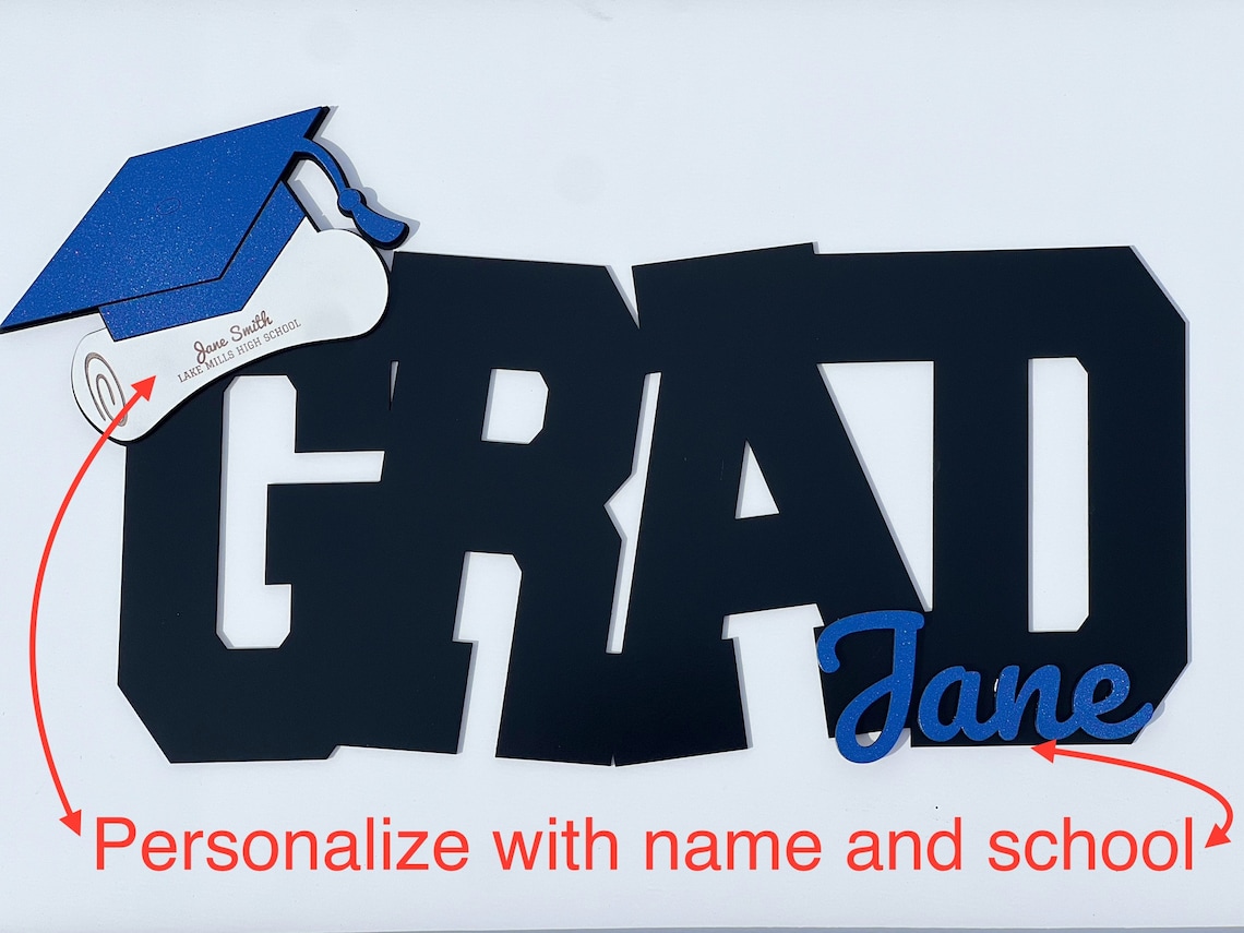Laser Cut Graduation Sign: Cap & GRAD, SVG File (digital Download ...