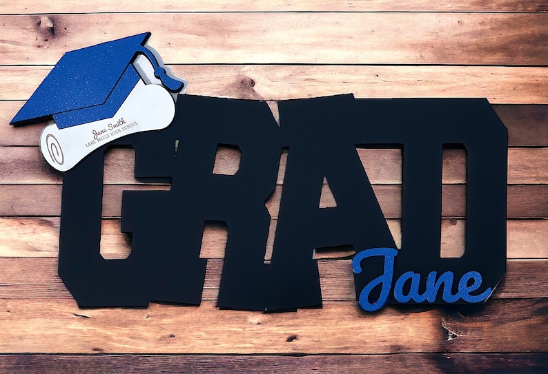 Laser Cut Graduation Sign: Cap & GRAD, SVG File (digital Download ...