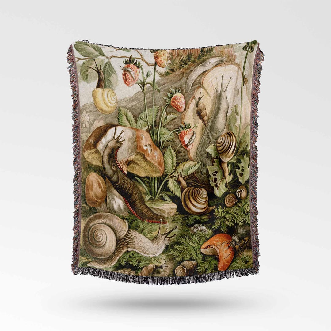 Snails and Strawberries Jacquard Throw Blanket - Etsy