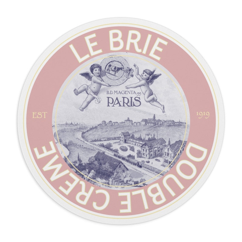 Le Brie Cheese Wheel Mouse Pad French Double Creme Circular Vintage ...