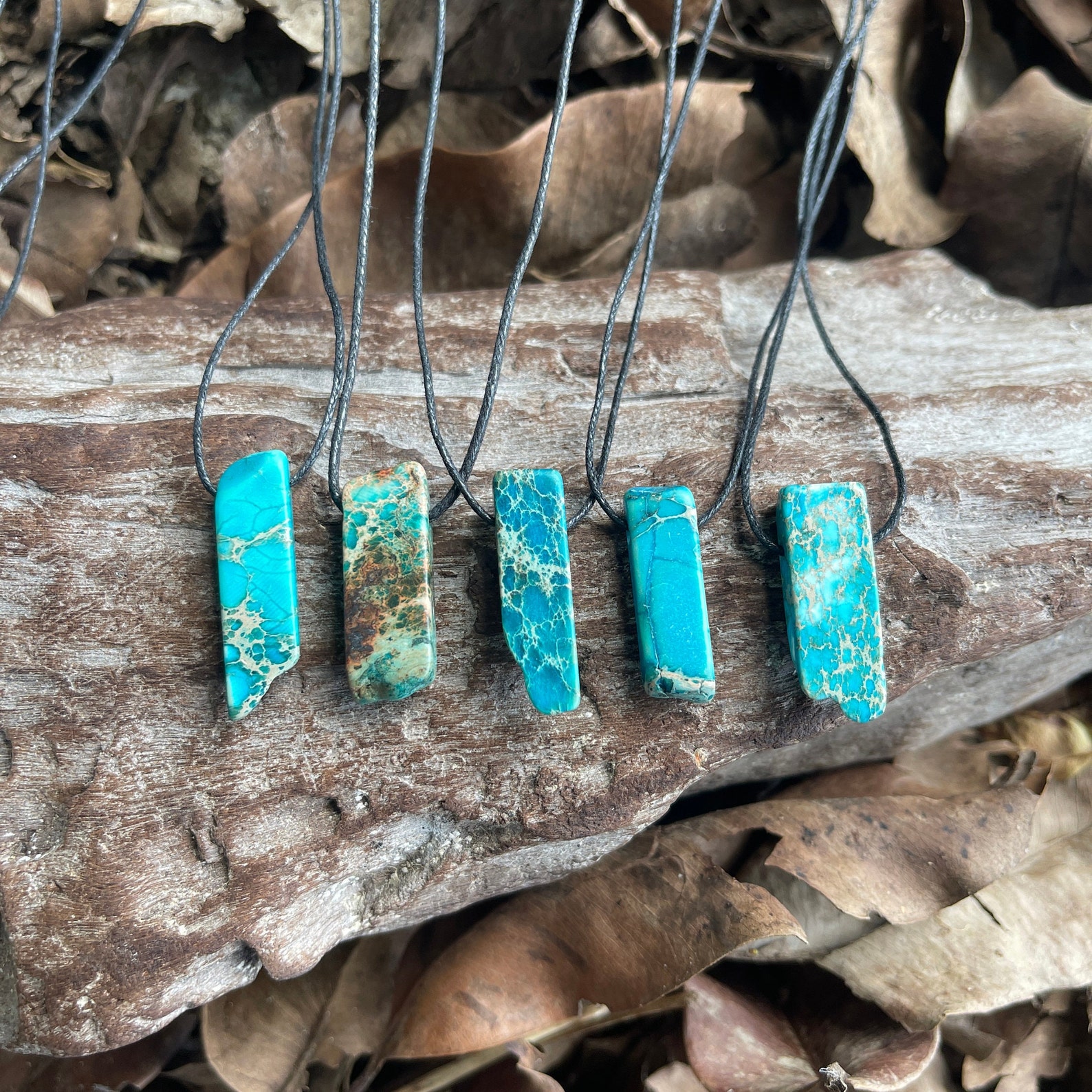 Turquoise Imperial Jasper Slab Pendant Crystal Cotton - Etsy