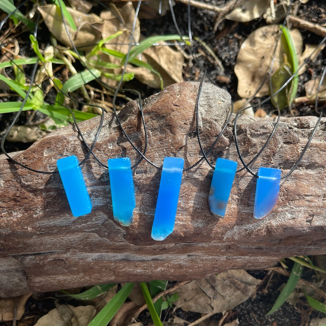 Arctic Ocean Blue Agate Pendant Crystal Natural Necklace Blue Gemstone ...