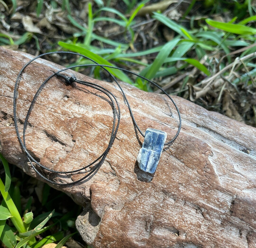 The Guild- Blue Raw Kyanite Stick Slab Pendant Crystal Drop Necklace ...