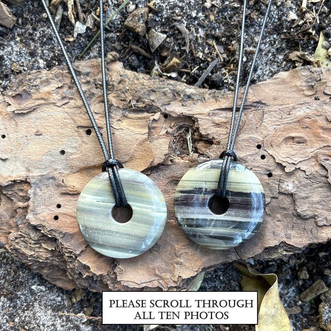 Silverleaf Jasper Pi Stone Donut Pendant Necklace Mens - Etsy