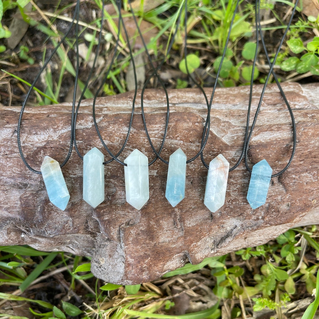 Morning Dew~xsmall Aquamarine Crystal Pendant Cotton Cord Necklace-men ...