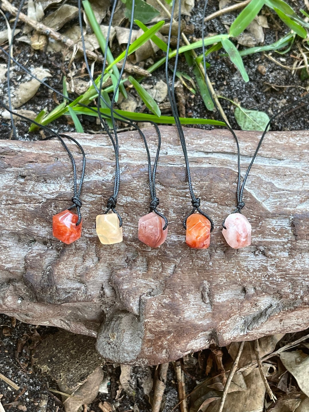 Strawberry Hematoid Quartz Nugget Crystal Red Gemstone Necklace-men's ...