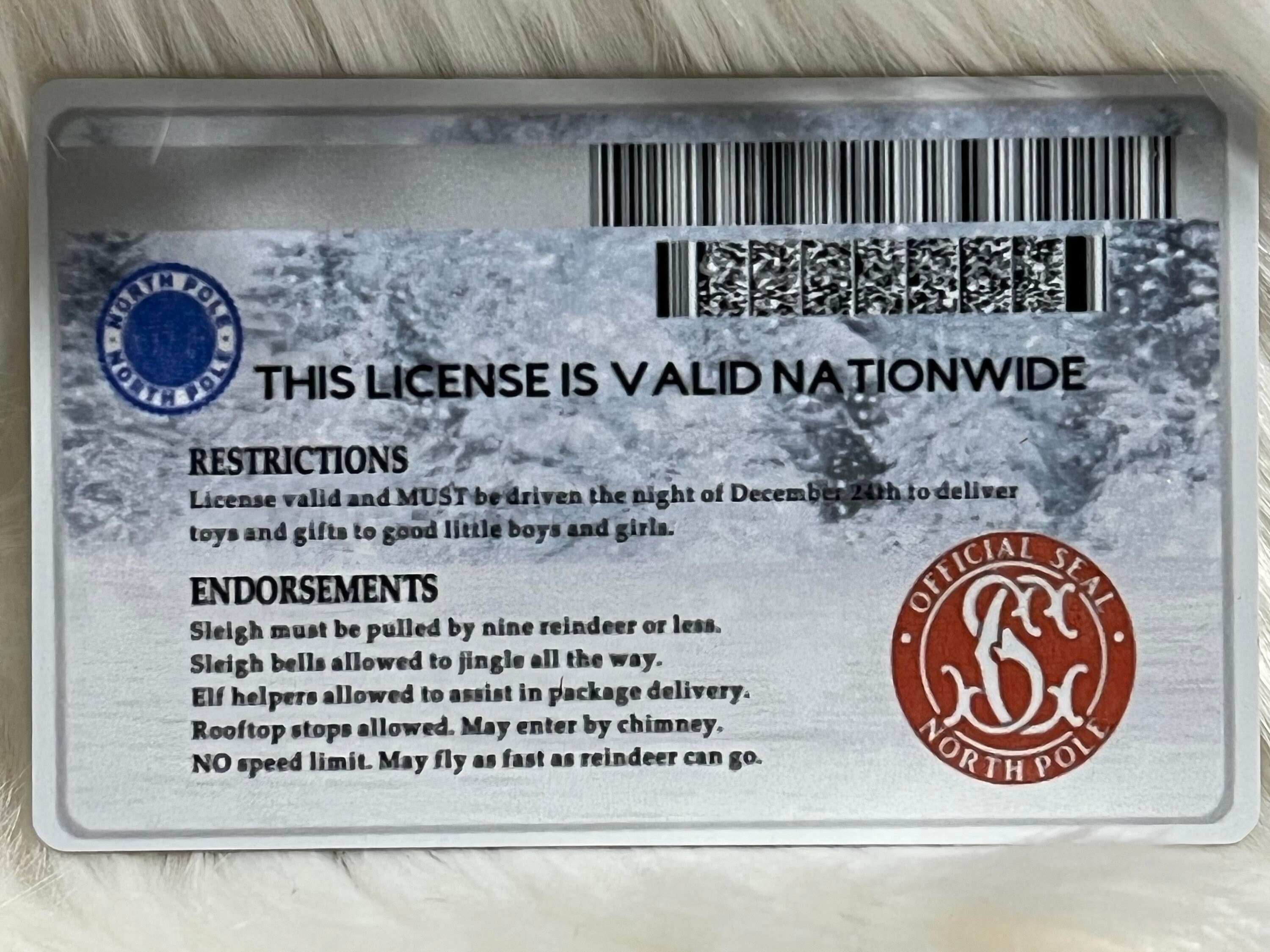 Santa Sleigh License | Driver's License | Christmas Stocking Filler - Etsy