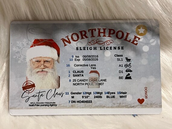Santa Sleigh License Driver's License Christmas | Etsy