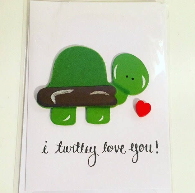 I Turtley Love You Handmade Calligraphy Turtle And Heart Etsy