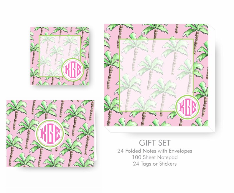 Palm Tree Notecards Personalized Monogrammed Notecards | Etsy