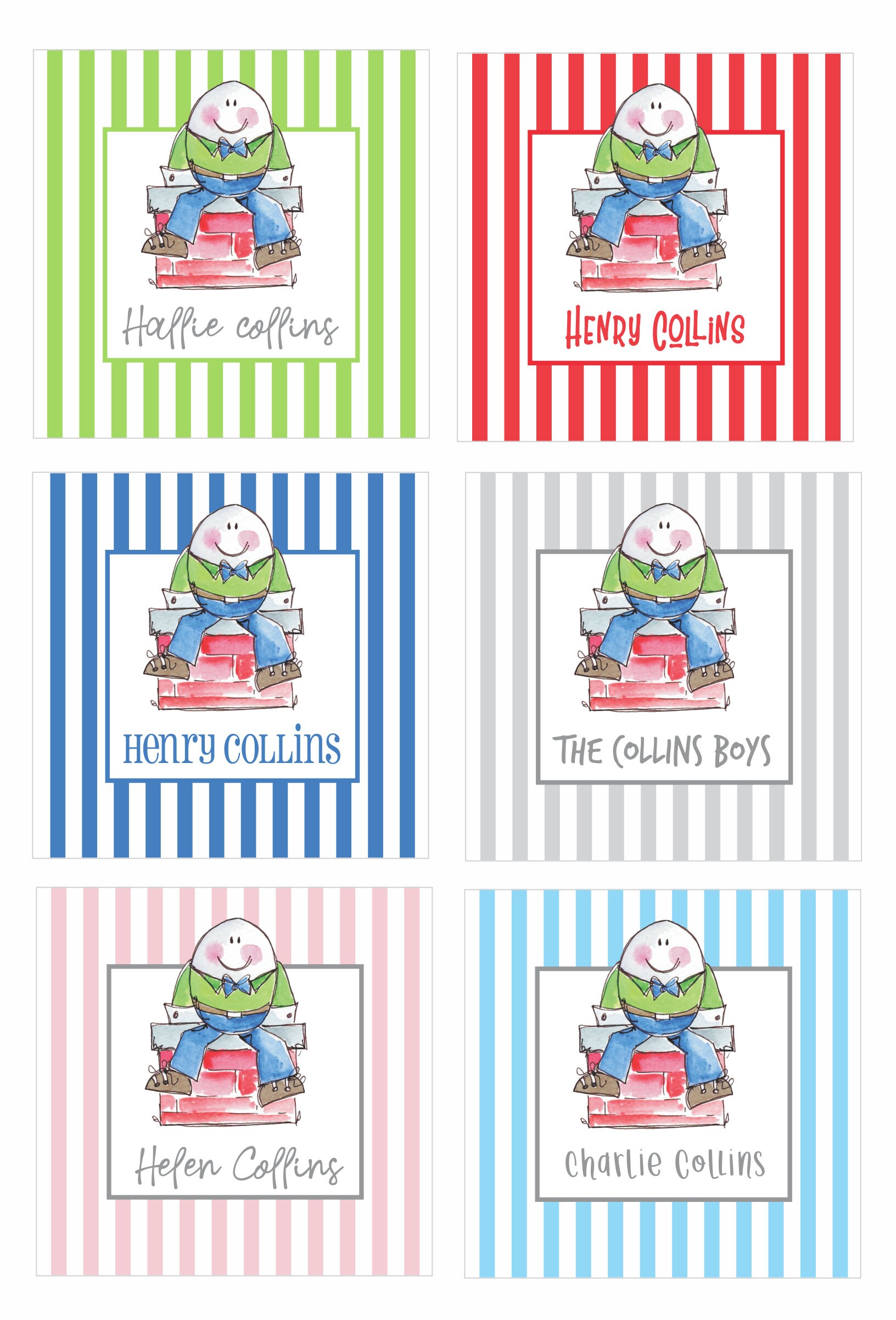 Humpty Dumpty Gift Tags: Personalized Kids Birthday Favor Tags - Etsy