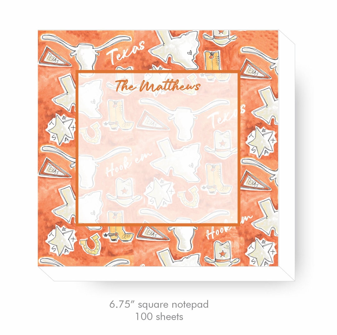 Texas Longhorn Notepad: Personalized Stationery for UT Fans - Etsy