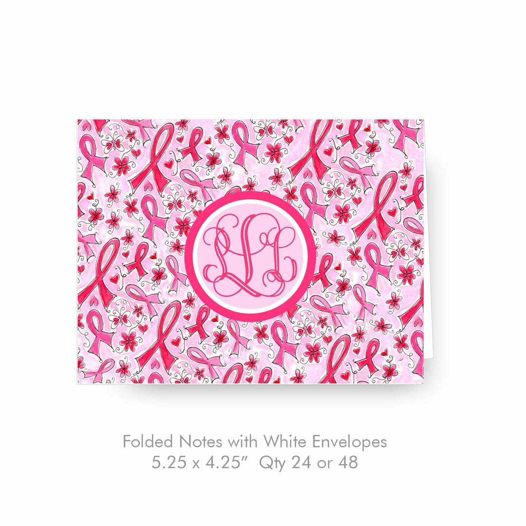 Breast Cancer Ribbon Personalized Stationery, Pink Ribbon Notecards ...
