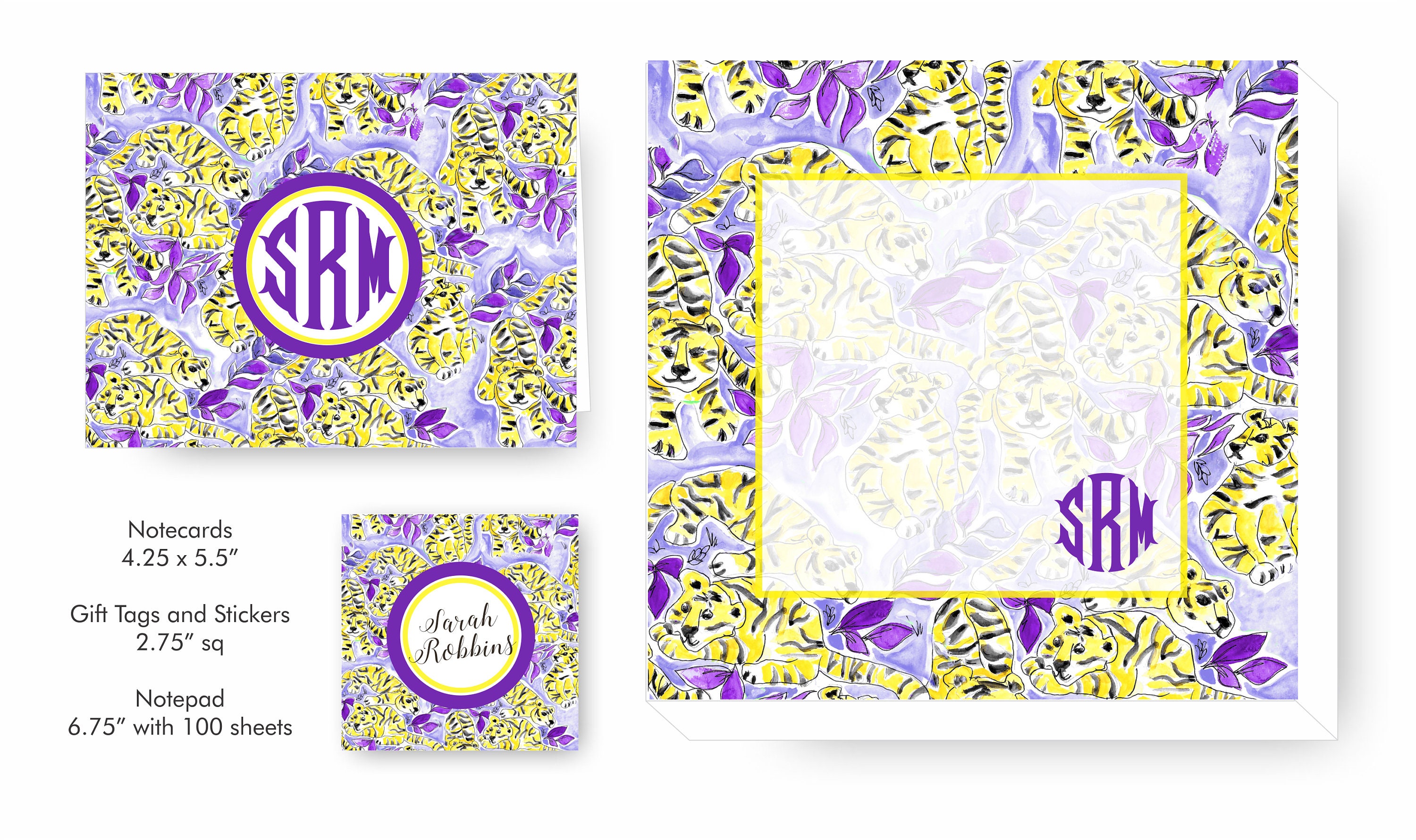 Tiger Notecards Personalized Stationery Monogrammed | Etsy