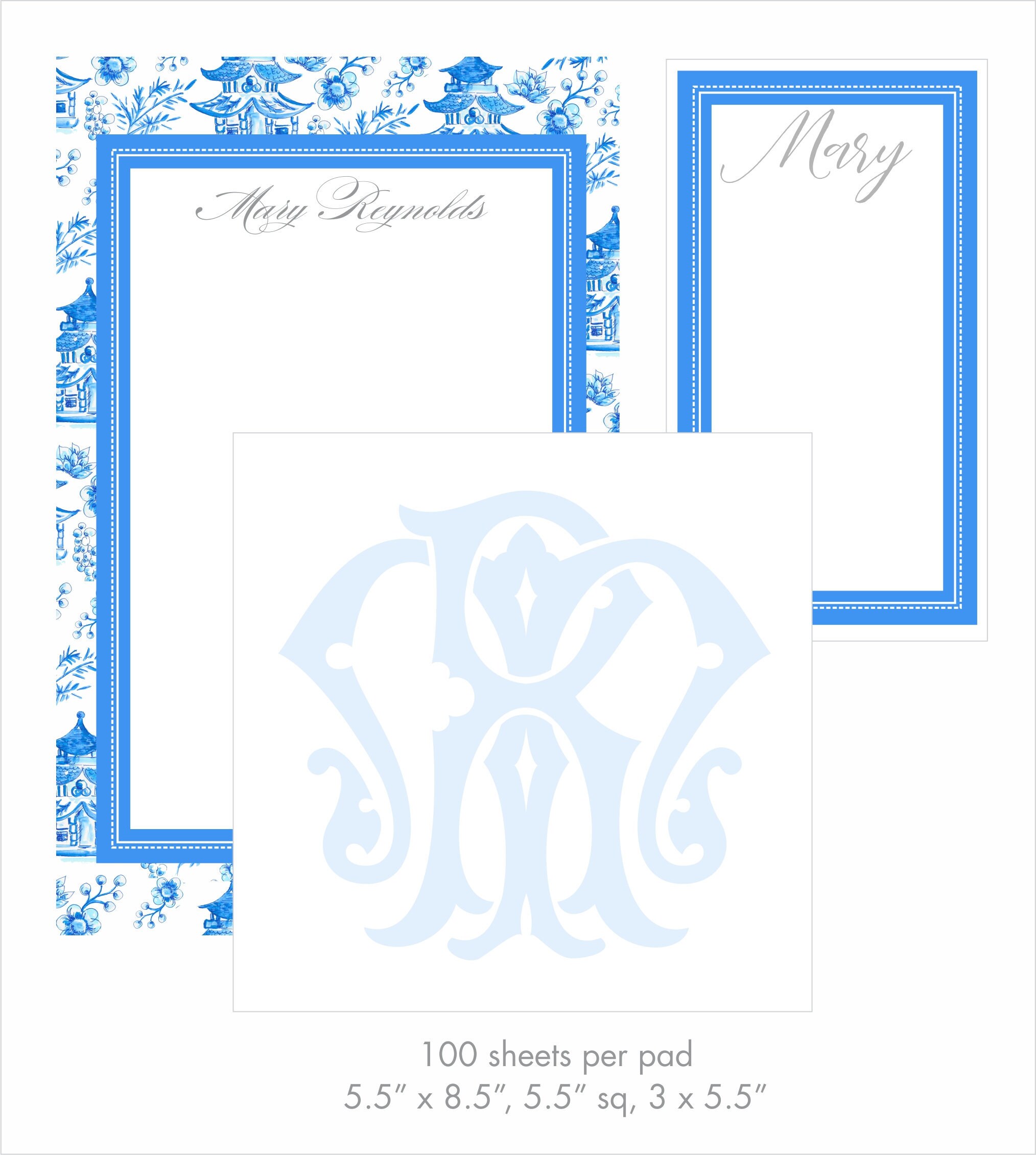 Blue Chinoiserie Notepad Notepad Set Personalized Notepads - Etsy
