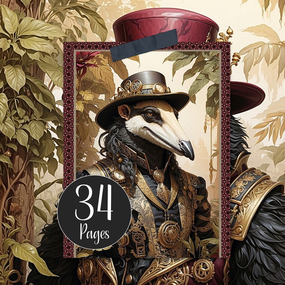 Printable Anteaters Steampunk Journal Kit Plus Ephemera, Digital Junk ...