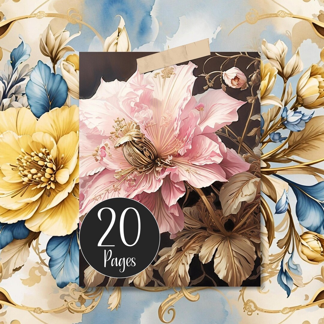 Printable Digital Paper Floral Mix and Complementary Background Pages ...