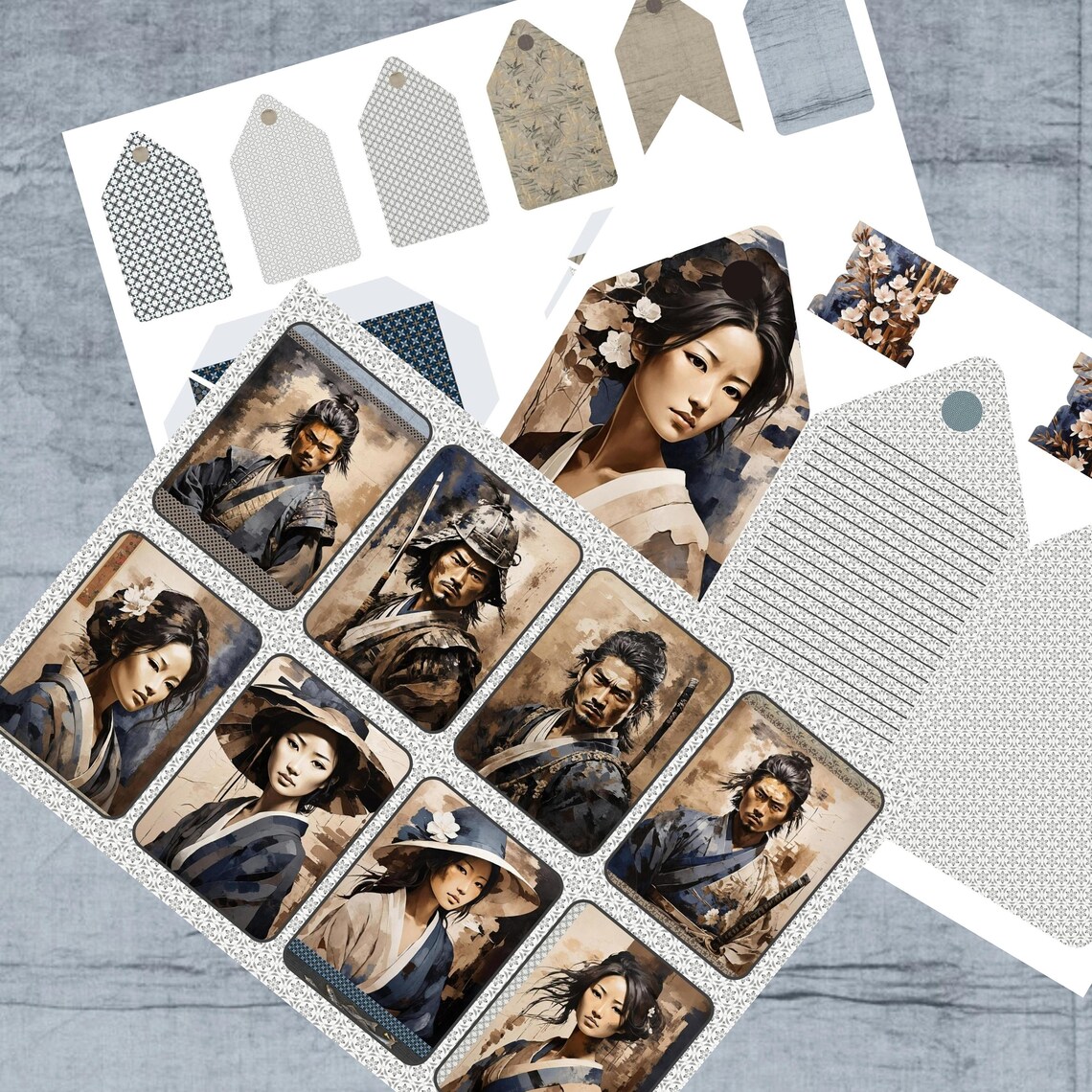 Japan in Sepia Ephemera 40 Digital Papers Japanese Themed for Junk ...