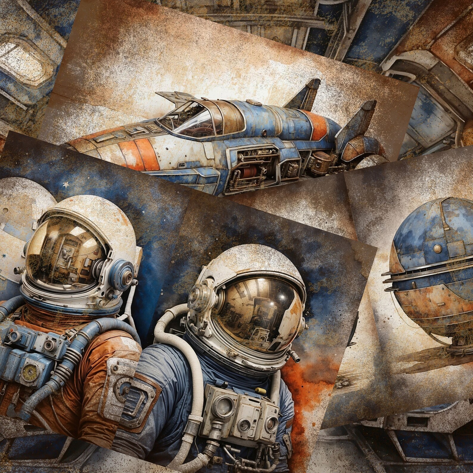 Grunge Space Junk Journal Kit, Digital Papers Printable Craft Paper ...