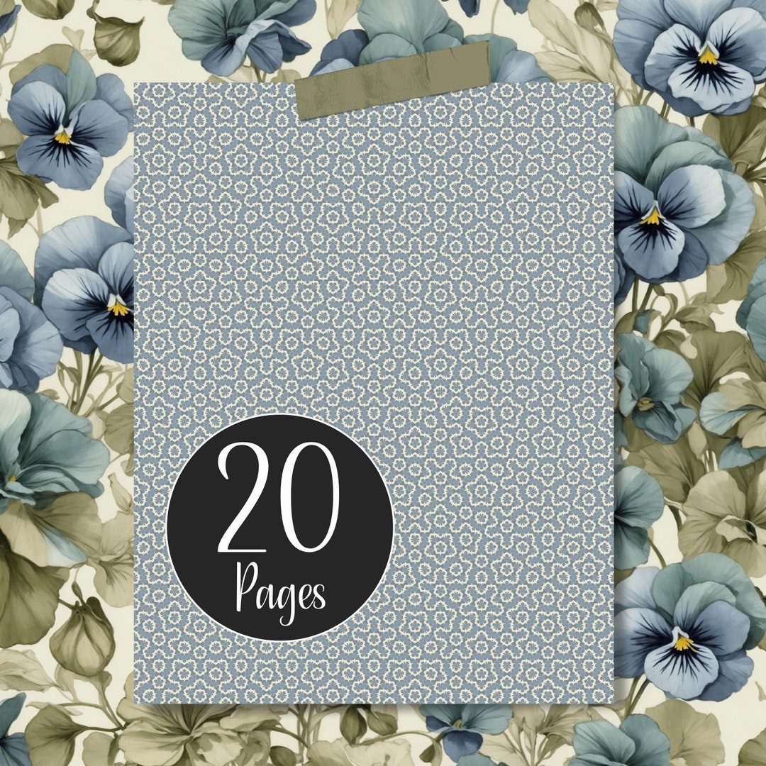 Printable Digital Paper Pansy Floral and Complementary Background Pages ...
