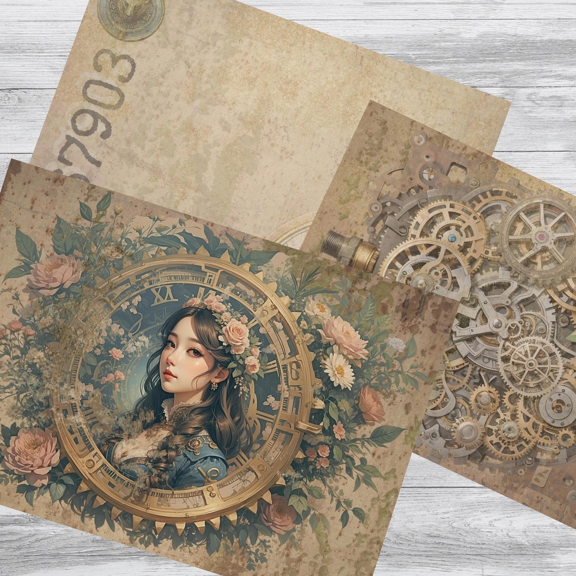 Steampunk Junk Journal Kit Digital Journal Pages Printable Craft Paper ...